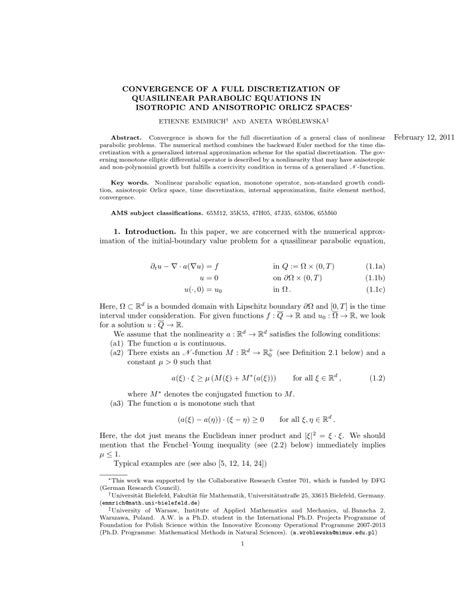 pdf convergence of a full discretization of quasi linear parabolic equations in isotropic and