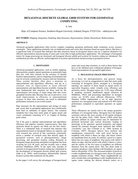 pdf hexagonal discrete global grid systems for geospatial computing