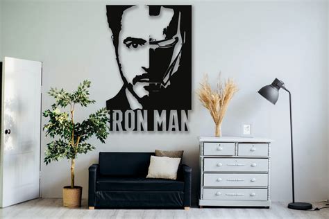 Iron Man Rdj Cut Svg Dxf File Wall Sticker Pdf Silhouette Etsy
