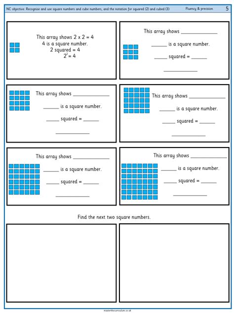 recognise and use square numbers and cube numbers and the notation for squared 2 and cubed 3