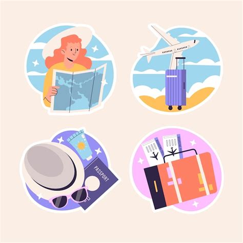 Free Vector Naive Travel Sticker Collection