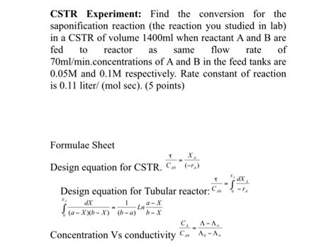 Cstr Design Equation Conversion Tessshebaylo