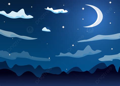 Cielo De Dibujos Animados Nocturnos Con Nubes Luna Llena Luz De La Luna