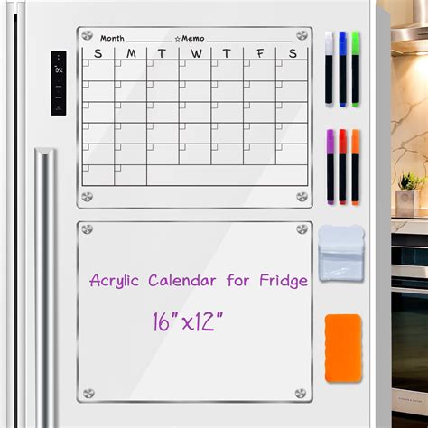Amazon Magnetic Acrylic Fridge Calendar 2 Pack 16 X12 Clear