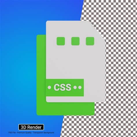 Ilustração 3d do ícone de formato de arquivo css PSD Premium