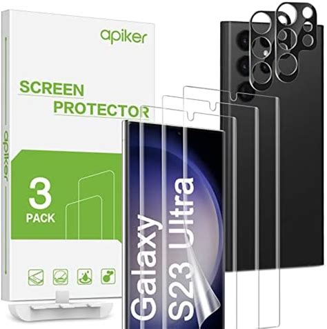 apiker 3 Stück Schutzfolie für Samsung Galaxy S23 Ultra 2 Stück Panzer