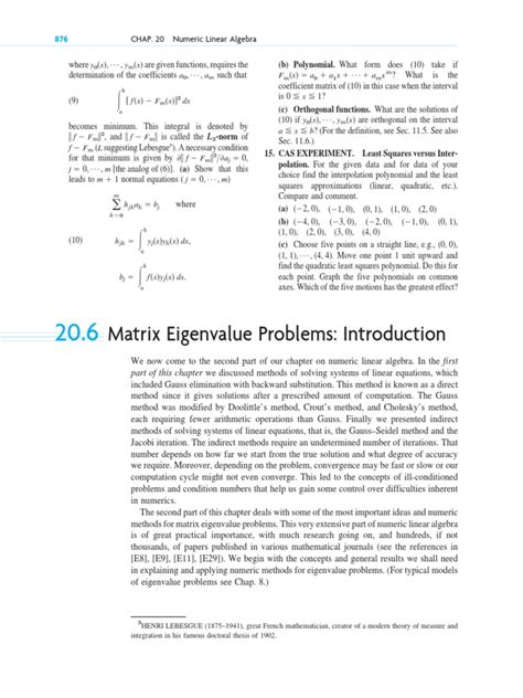 matrix eigenvalue problems introduction chap 20 numeric linear algebra pdf eigenvalues