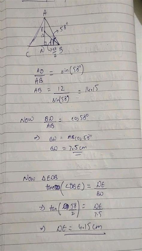 internal bisector of a of triangle abc meets side bc at d a line drawn through d perpendicular