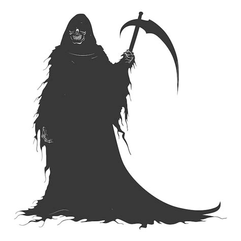Premium Vector Silhouette Grim Reaper Full Body Black Color Only
