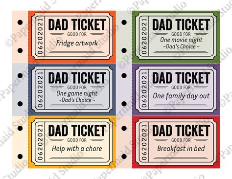 PRINTABLE Editable Father S Day Coupons Tickets DIY Gift Etsy
