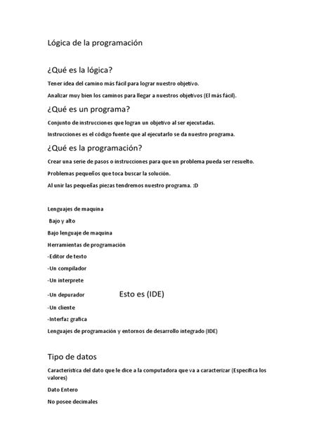 resumen de la logica de programacion pdf lenguaje de programación programación de computadoras