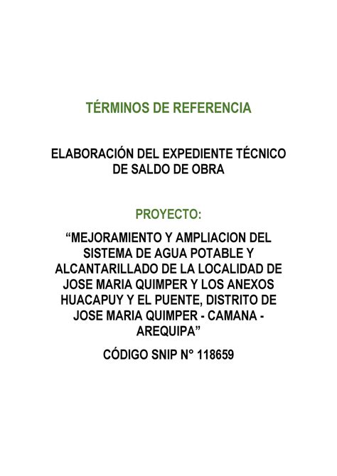 471617889 TDR Mejoramiento Y Ampliacion DEL Sistema DE AGUA Potable Y