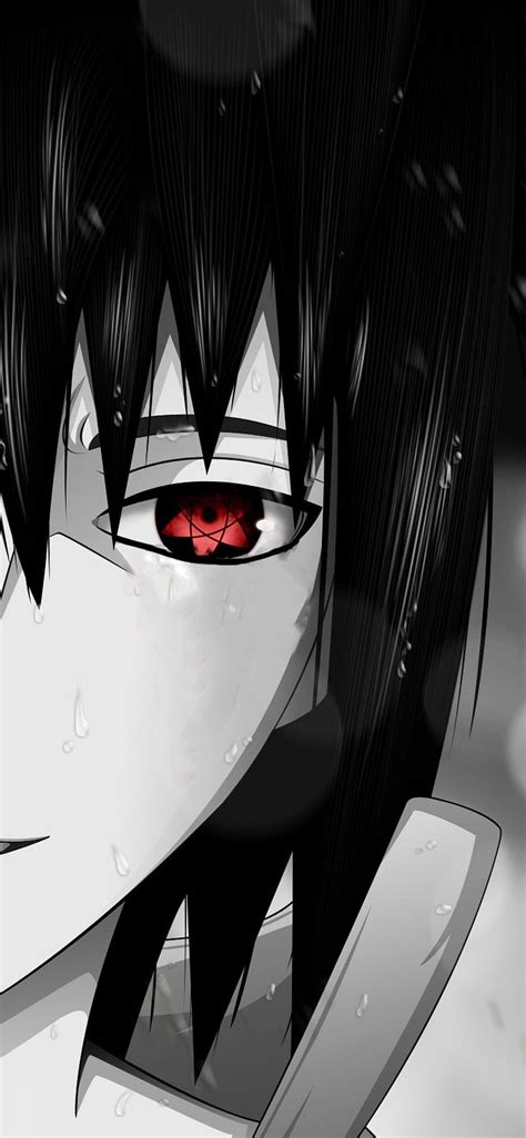 Naruto Shippuuden Uchiha Sasuke Red Eyes Rain Sharingan HD Phone