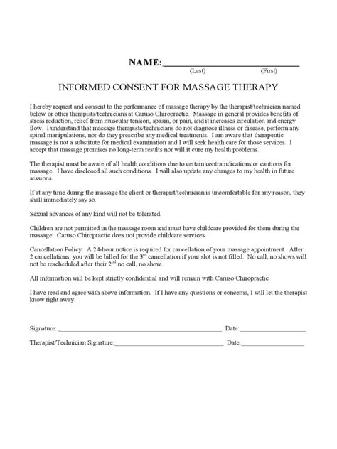 Massage Therapy Consent Form 2 Free Templates In PDF Word Excel