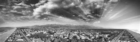Aerial Panoramic View Of Forte Dei Marmi Skyline On A Sunny Winter