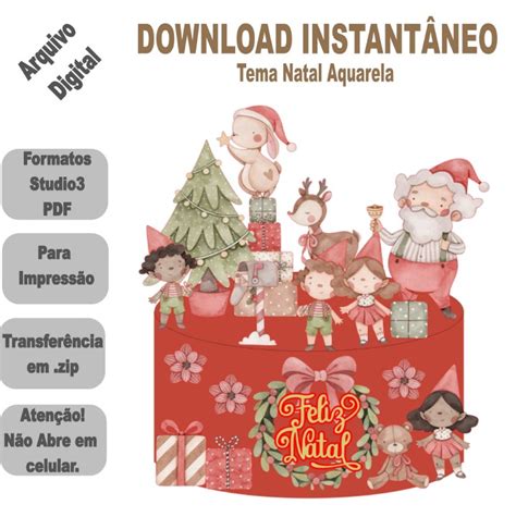 Arquivo De Corte Silhouette Topo De Bolo Natal Aquarela Topo E Cia