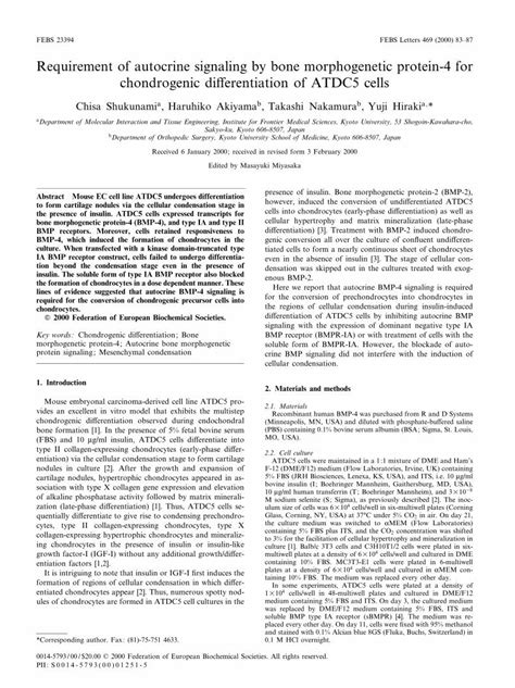 Pdf Requirement Of Autocrine Signaling By Bone Morphogenetic Protein