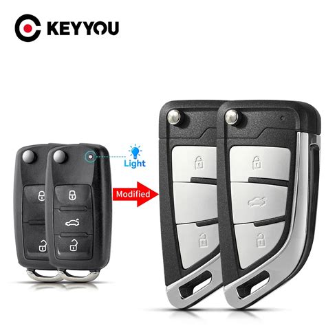 KEYYOU Modificado Car Remote Flip Key Folding Case Shell Chave Para VW