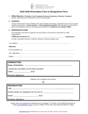 AFMW Nomination Doc Template PdfFiller