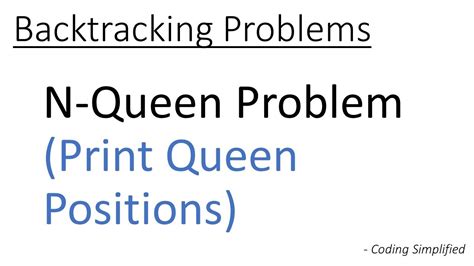 n queen problem backtracking print queen positions youtube