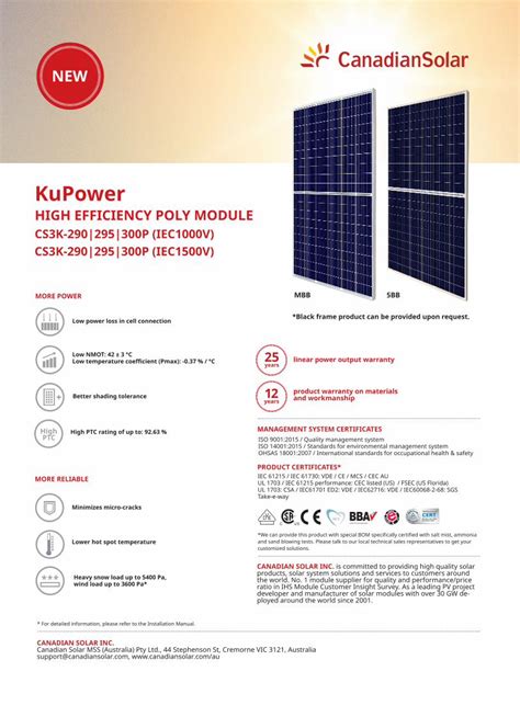 PDF Canadian Solar Datasheet KuPower CS3K P High Products Solar