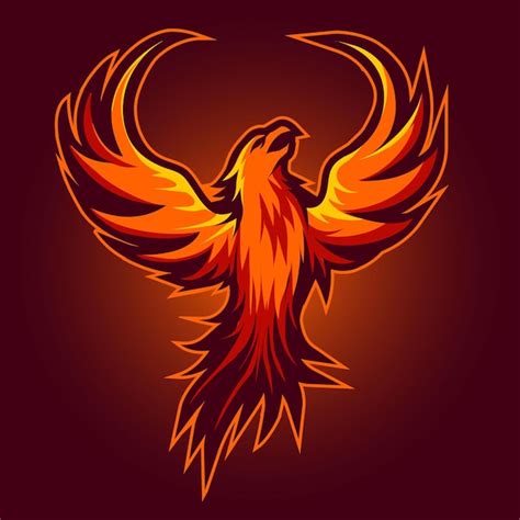 Logotipo Do Mascote Do Red Phoenix Esport Isolado Em Fundo Vermelho