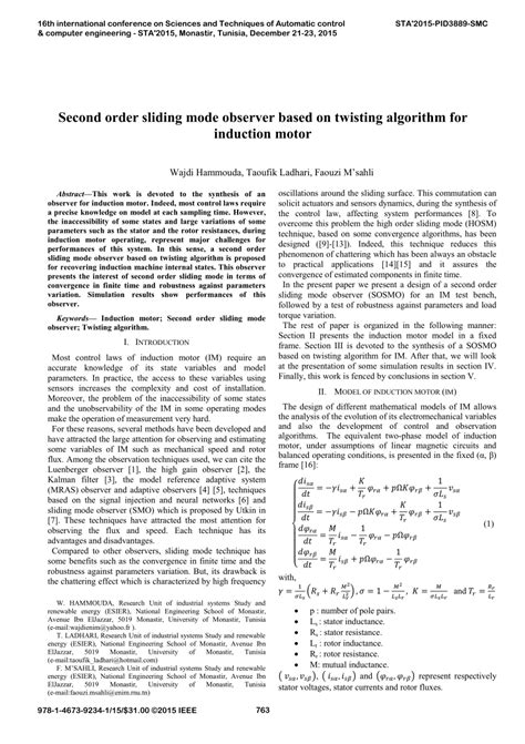 pdf second order sliding mode observer based on twisting algorithm forinduction motor