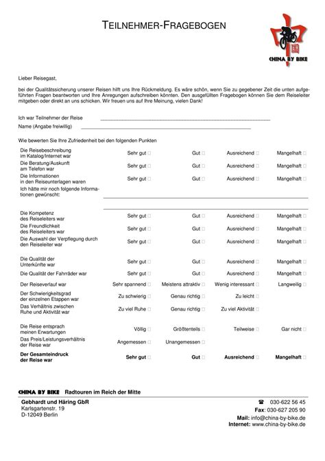 TEILNEHMER FRAGEBOGEN