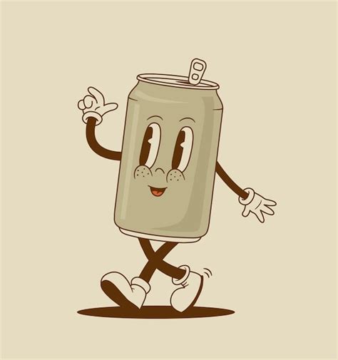 Dibujos Animados Retro 70s Soda Metal Lata Personaje De Dibujos