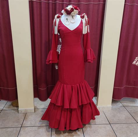 Vestido Flamenca Modelo GITANA Rojo PEDROCHE GITANA