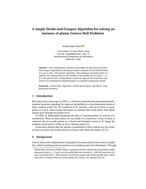 pdf a simple divide and conquer algorithm for solving an instance of planar convex hull problems