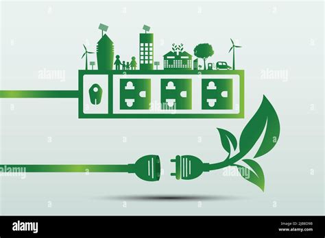 Las ideas de energía ahorran el concepto del mundo La ecología verde
