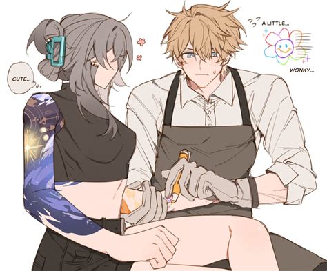 Trailblazer Stelle And Gepard Landau Honkai And 1 More Drawn By
