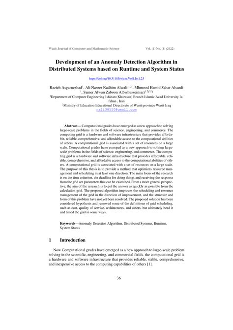 pdf development of an anomaly detection algorithm in distributed systems based on runtime and