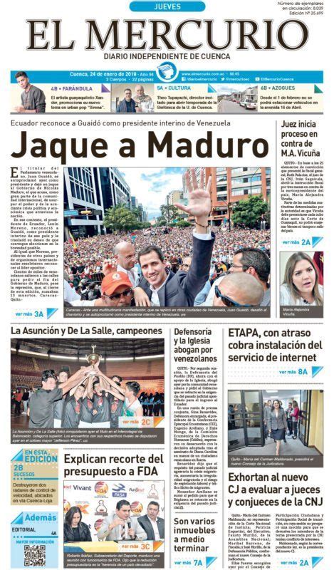 Diario El Mercurio On Twitter Portada Impresa Del 24 Enero 2019 Https