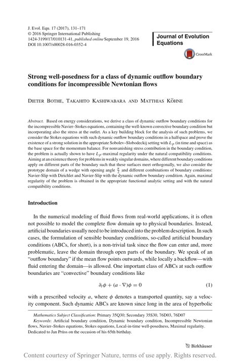 strong well posedness for a class of dynamic outflow boundary conditions for incompressible