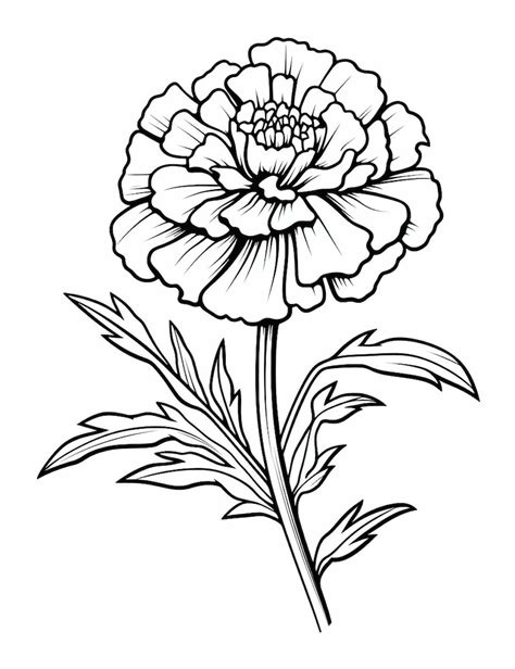 Marigold Flower Coloring Page Flower Portrait Printable Coloring