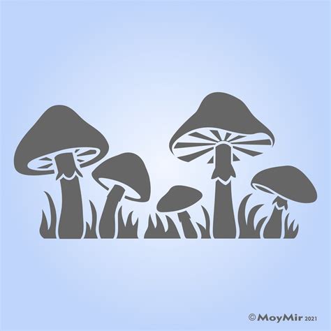 Cute Mushroom Stencil Template For Decorating Furnture Fabric Crafts