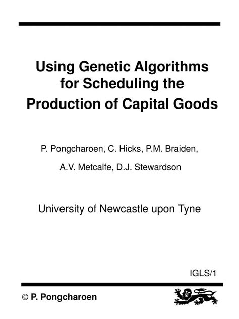 ppt using genetic algorithms for scheduling the production of capital goods powerpoint