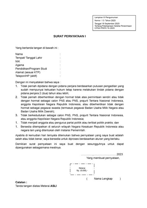 20230919081842 Nothing SURAT PERNYATAAN I Yang Bertanda Tangan Di