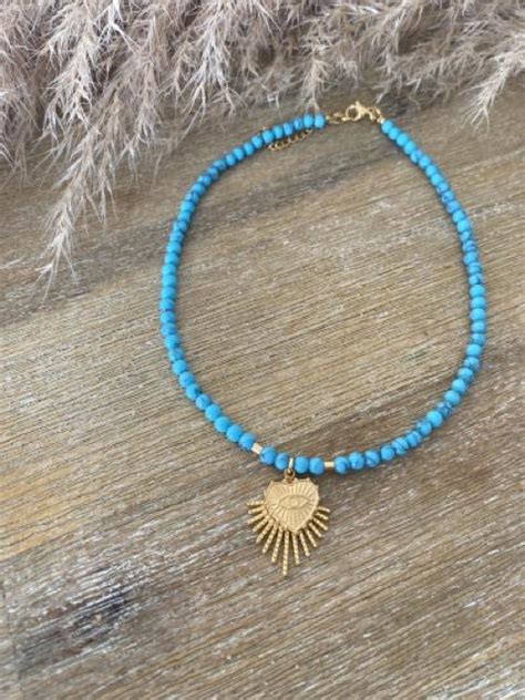 Collier pierres turquoise Bijoux style bohème