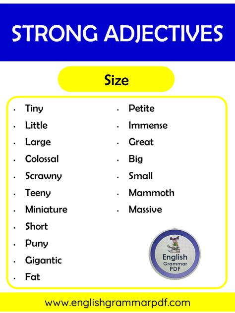 Strong Adjectives List English Study Here