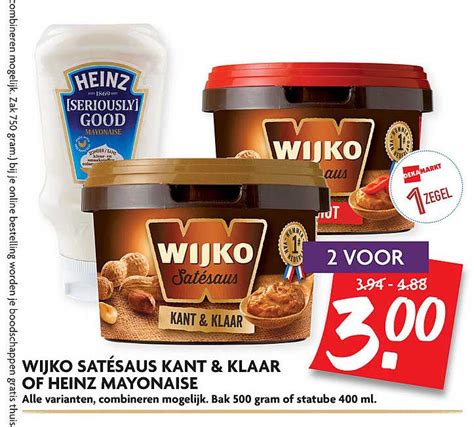 Wijko Satesaus Kant Klaar Of Heinz Mayonaise Aanbieding Bij DekaMarkt