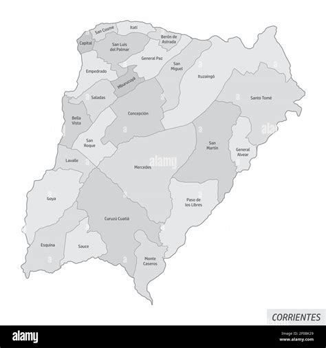 Mapa En Escala De Grises De La Provincia De Corrientes Imagen Vector De