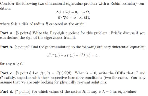 consider the following two dimensional eigenvalue