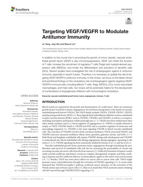 PDF Targeting VEGF VEGFR To Modulate Antitumor Immunity