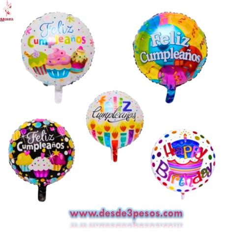Globo Metalizado varios modelos de Feliz Cumpleaños 44 cm De diametro