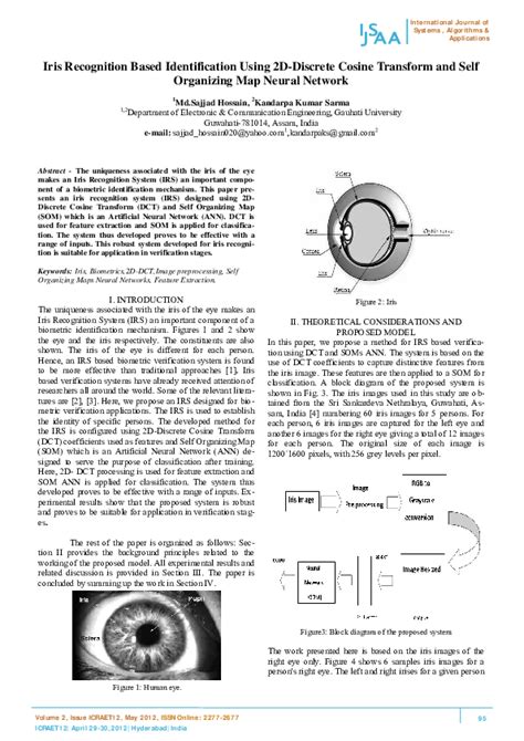 pdf iris recognition based identification using 2d discrete cosine transform and self