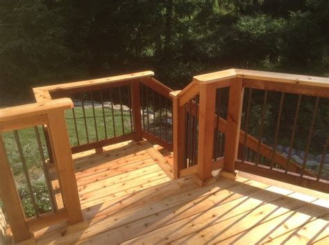 Cedar Deck With Aluminum Balusters Built Along River Bank