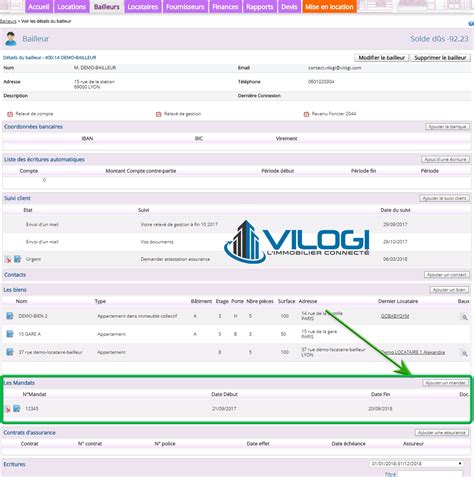 Créer le mandat de gestion locative pour le bailleur avec le logiciel